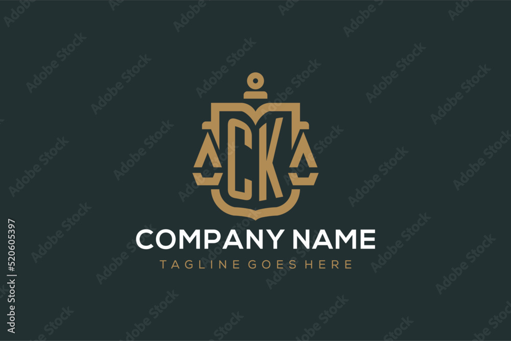 Initial CK logo for law firm with luxury modern scale and shield icon ...