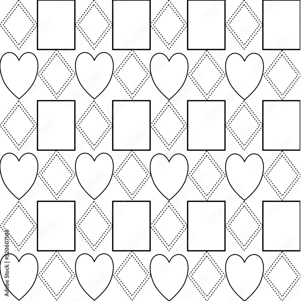Vector line heart flowers square for background wallpaper and seamless ...