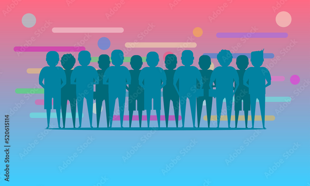 silhouette people man woman teamwork and line circle. Stock ...