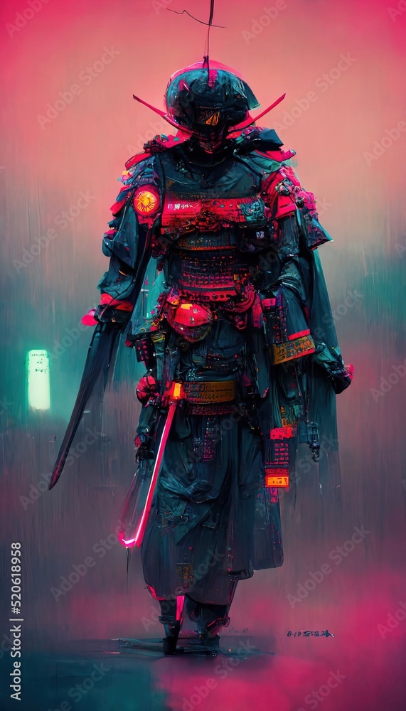robot cyborg soldier. Generative AI Technology Stock Illustration ...