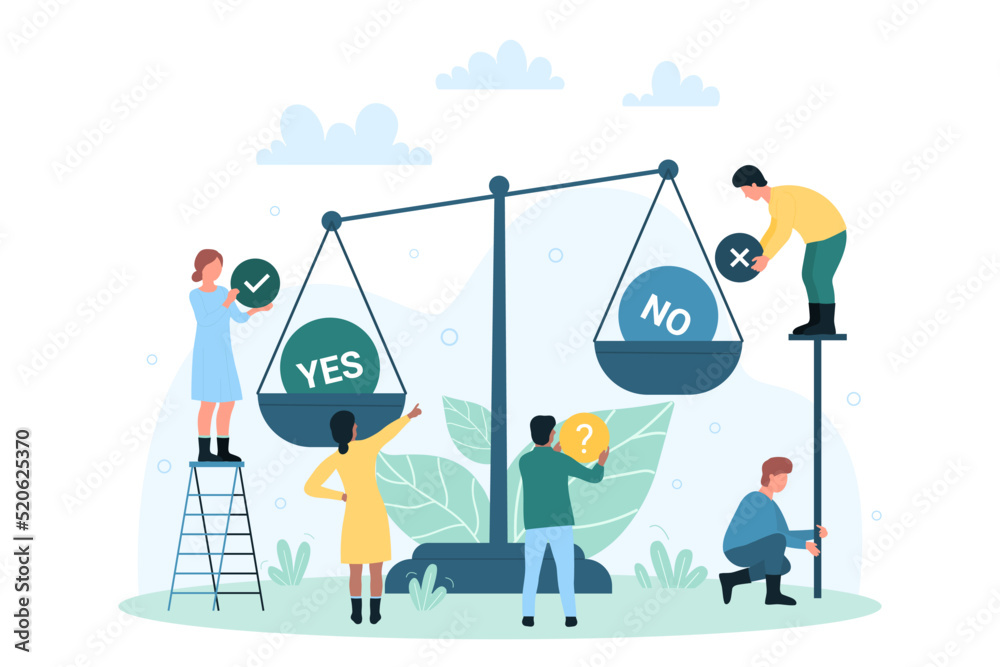 Comparison of yes and no choice, decisions on balance scales by team of ...