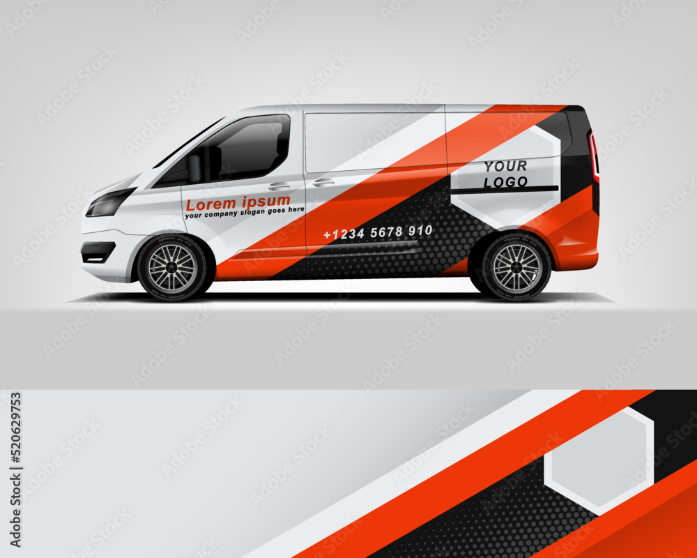 Cargo van wrap decal designs. Graphic abstract stripe designs for ...