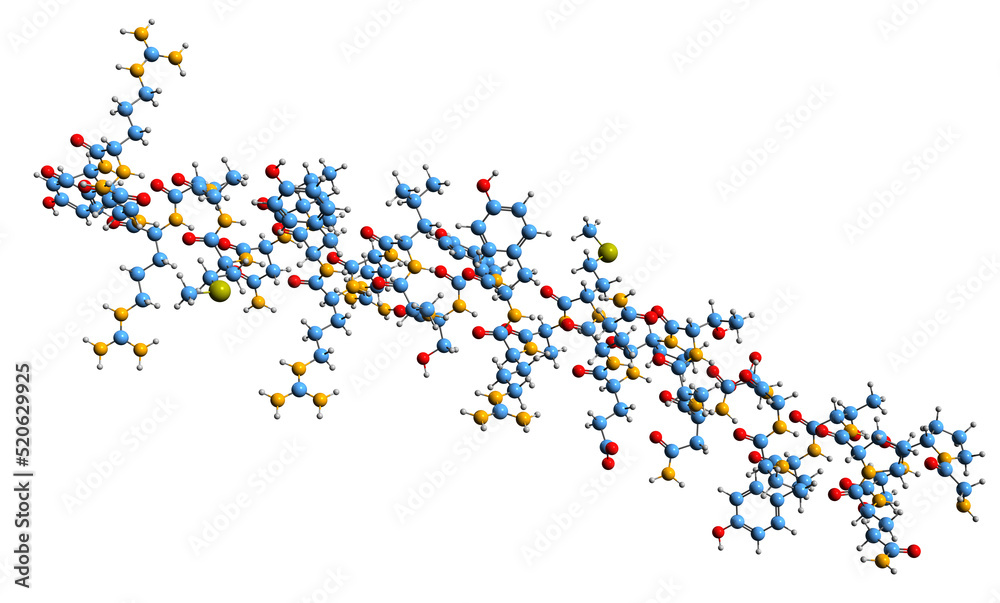 3D image of Pancreatic Polypeptide skeletal formula - molecular chemical structure of PP cells ...