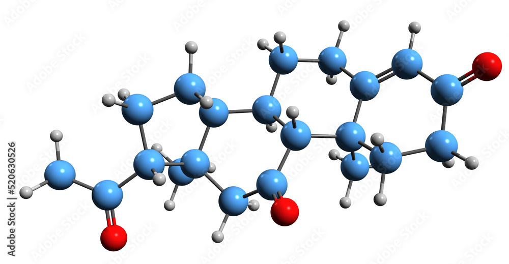 3D image of Ketoprogesterone skeletal formula - molecular chemical ...