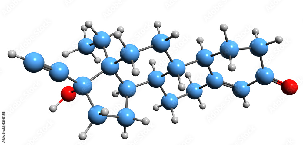 3D image of Levonorgestrel skeletal formula - molecular chemical ...
