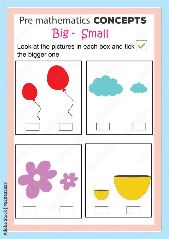 Vetor do Stock: Pre math concepts. Big small. educational children game ...
