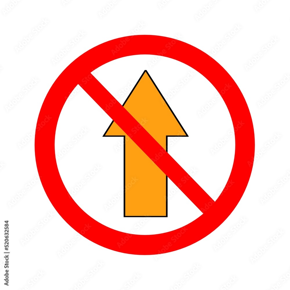 Don't go straight sign,arrow up crossed out sign Stock Illustration ...
