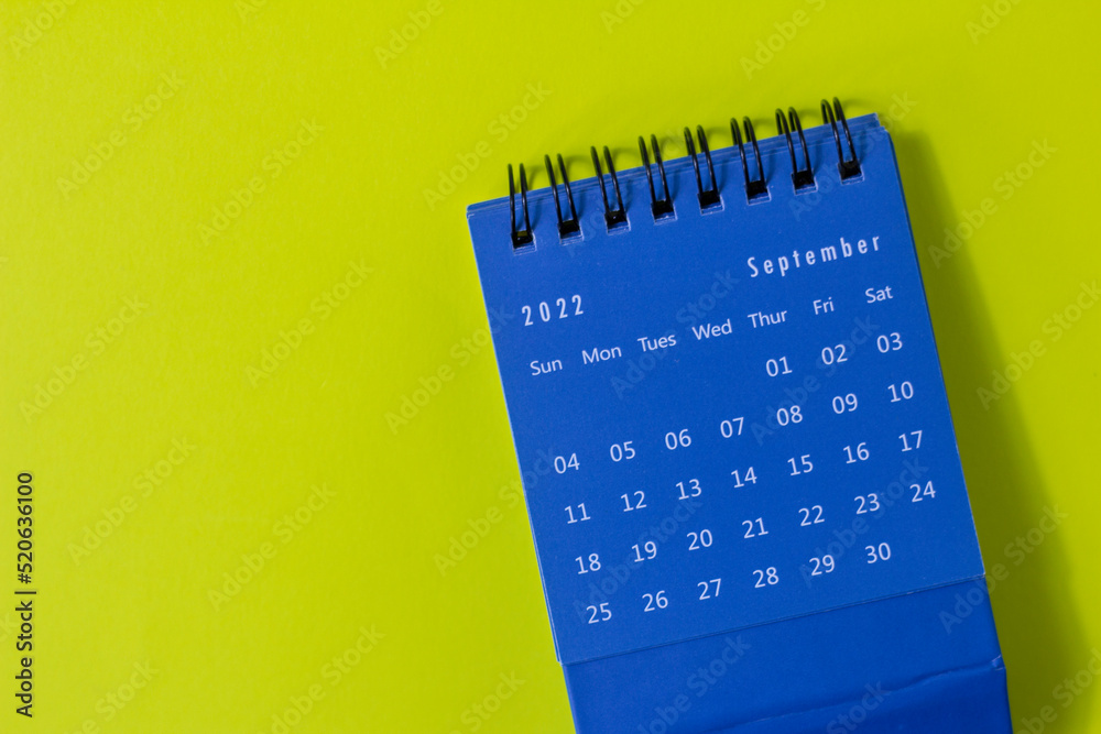 Calendar 2022 September Blue