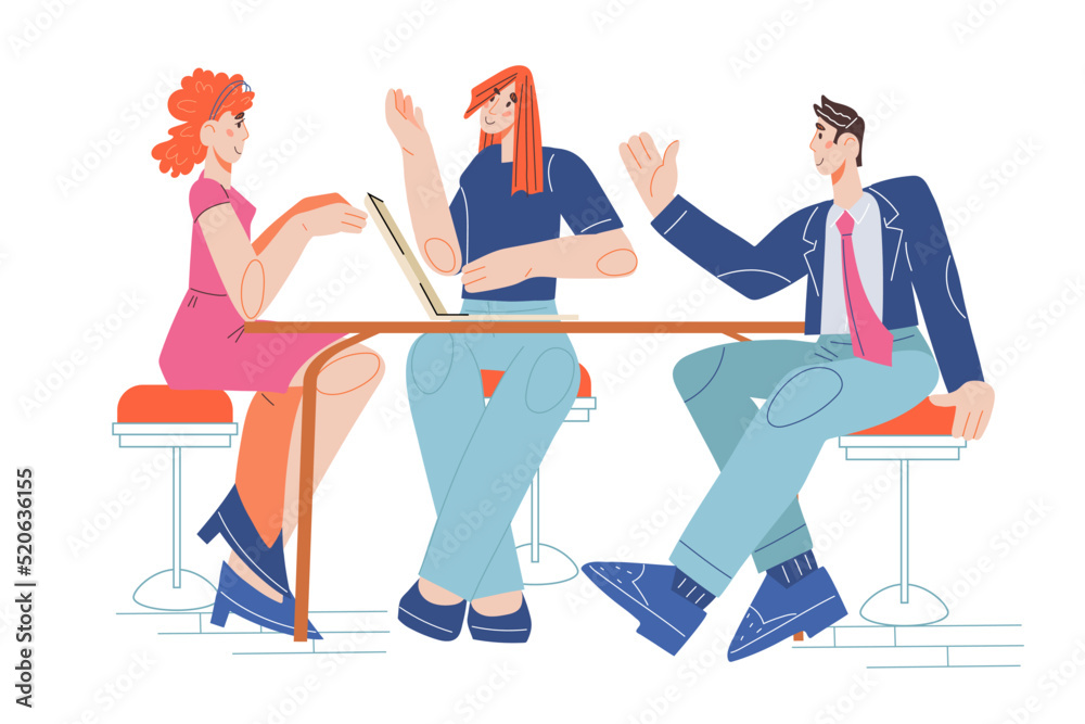 Business meeting and discussion of working issues flat cartoon vector ...