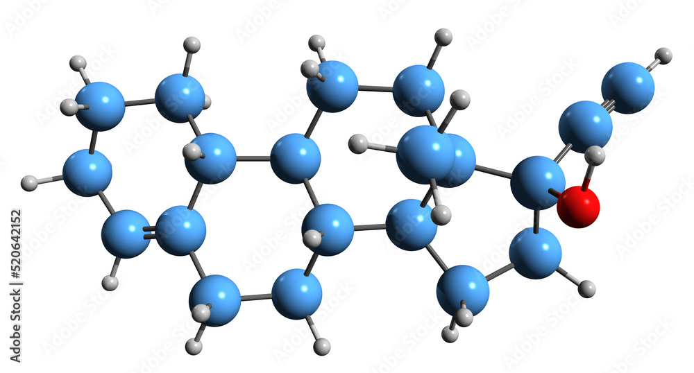 3D image of Lynestrenol skeletal formula - molecular chemical structure ...