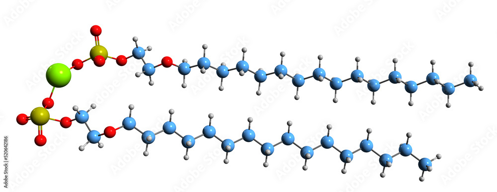 3D image of Magnesium laureth sulfate skeletal formula - molecular ...