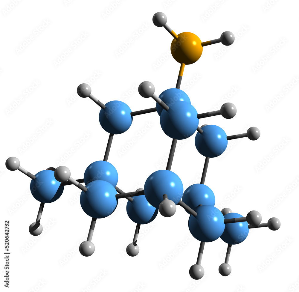 3D image of Memantine skeletal formula - molecular chemical structure ...