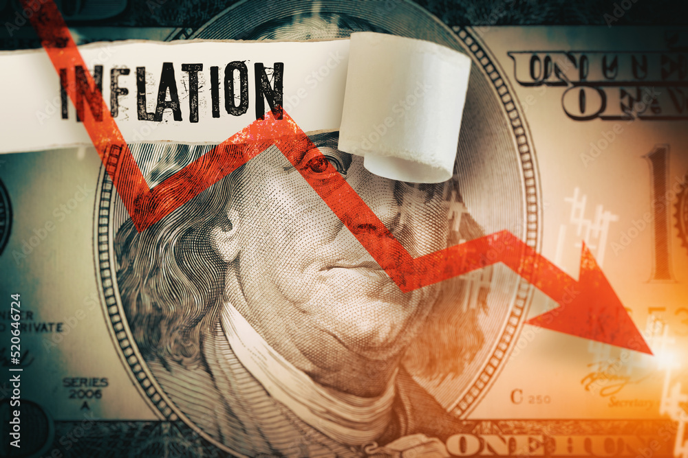 Inflation word under the torn dollar bill. Economist forecast for the ...