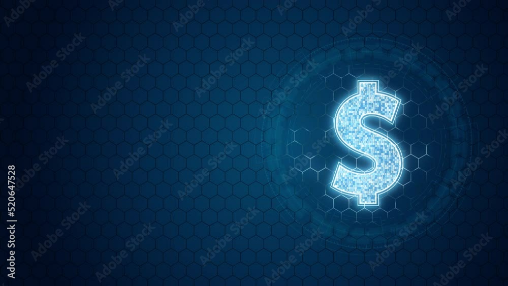 Motion graphic of Blue digital money logo with circle rotation on ...