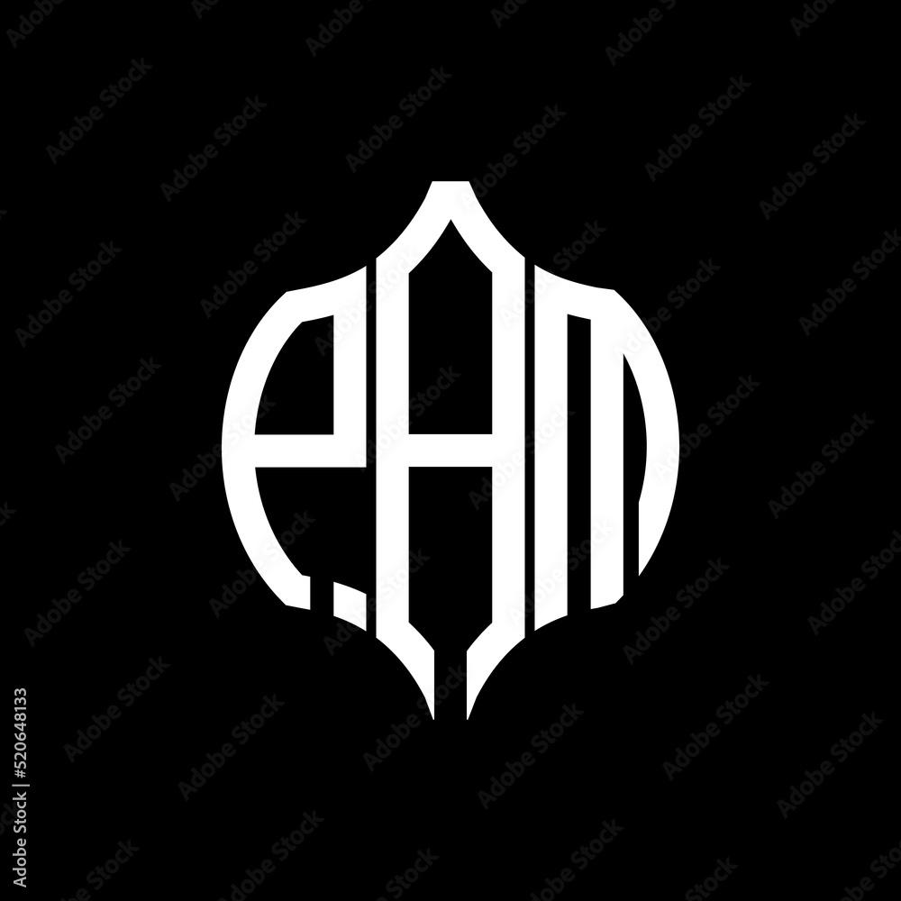 PAM letter logo. PAM best black background vector image. PAM Monogram ...
