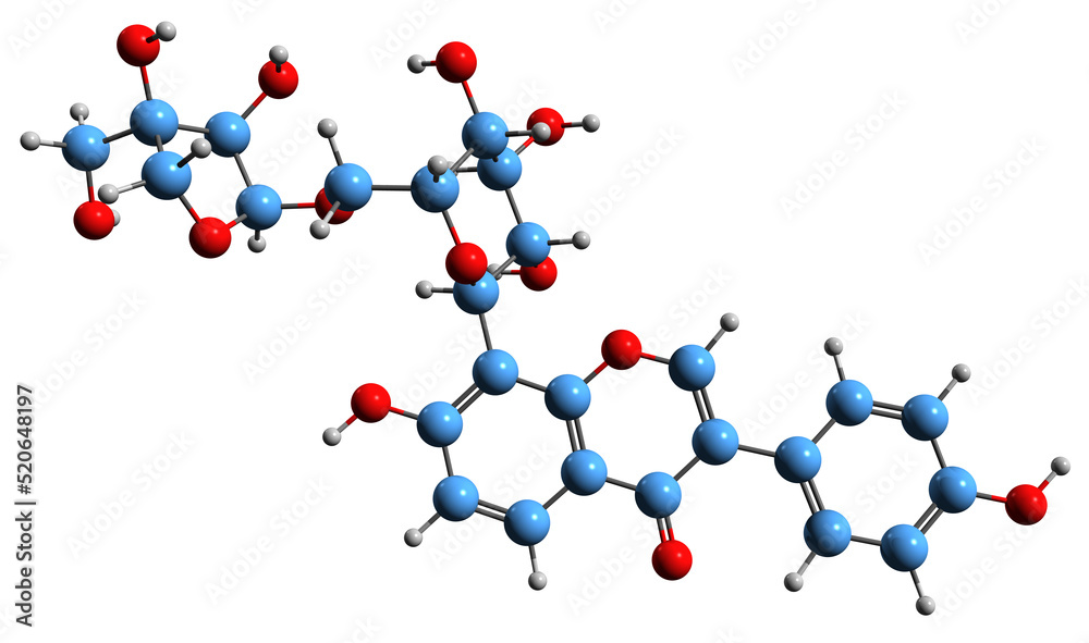 3D image of Mirificin skeletal formula - molecular chemical structure ...