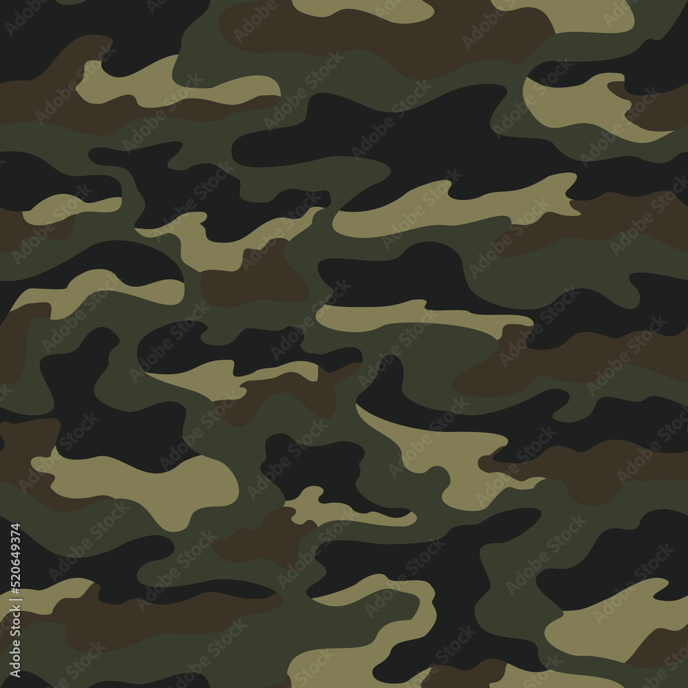 Military camouflage pattern, dark green texture, seamless army pattern ...