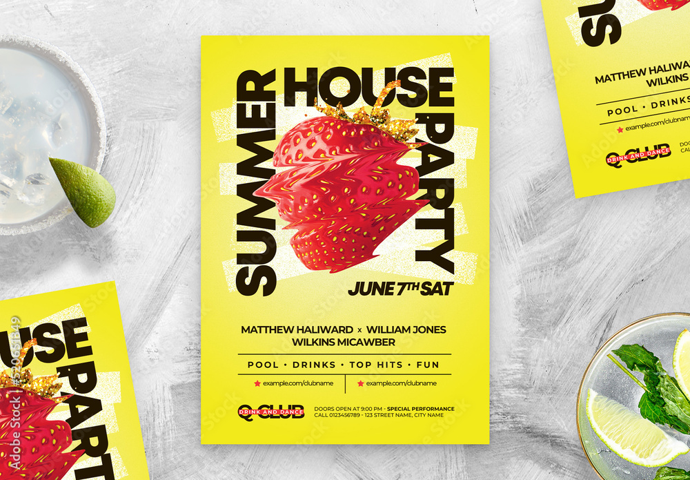 Summer House Music Flyer Poster Stock Template | Adobe Stock