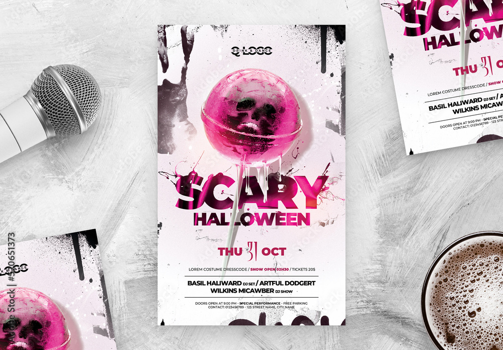 Halloween Club Flyer Poster Stock Template | Adobe Stock