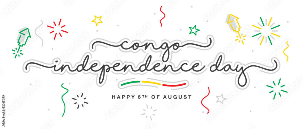 Congo independence day handwritten lettering typography calligraphy ...