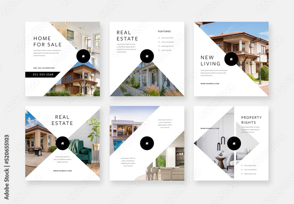 Real Estate Social Media Layouts for Property Sellers Stock Template ...