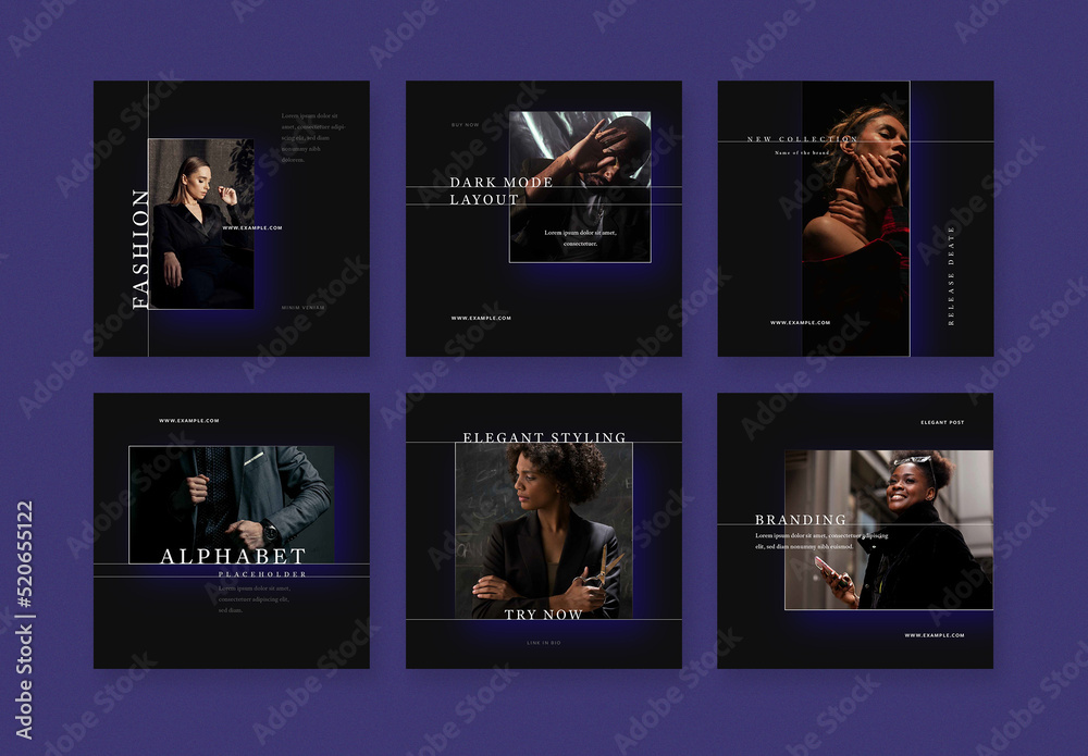 Luxury Style Social Media Posts with Blue Backlight Stock Template ...