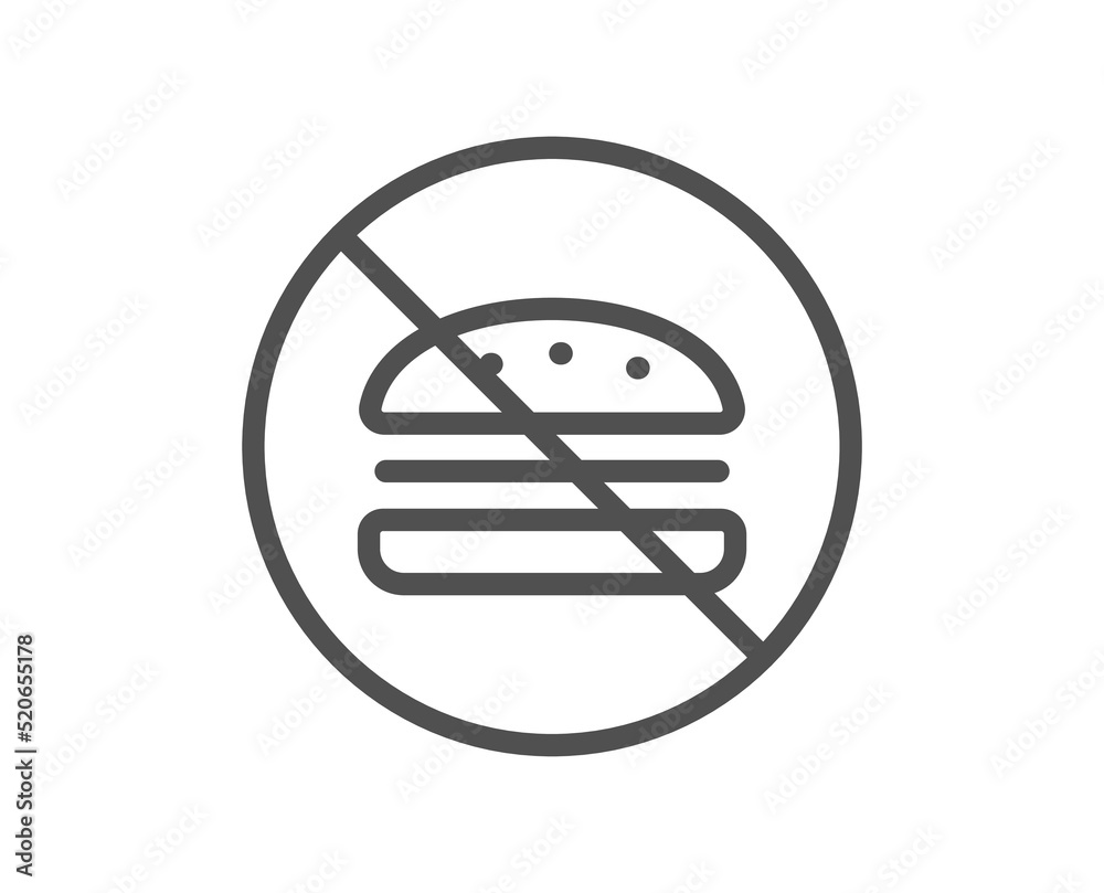 No burger line icon. Fast food sign. Cheeseburger symbol. Quality ...