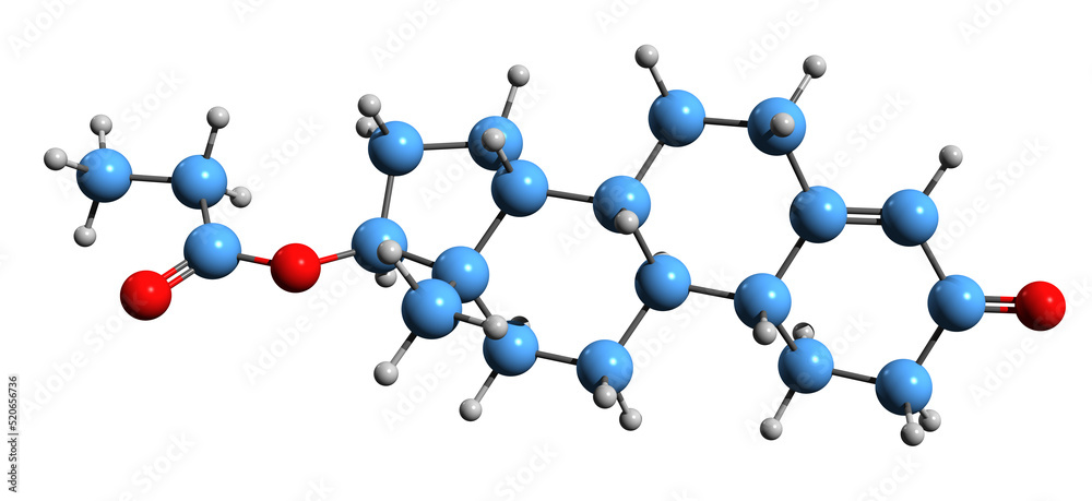 3D image of Nandrolone propionate skeletal formula - molecular chemical ...