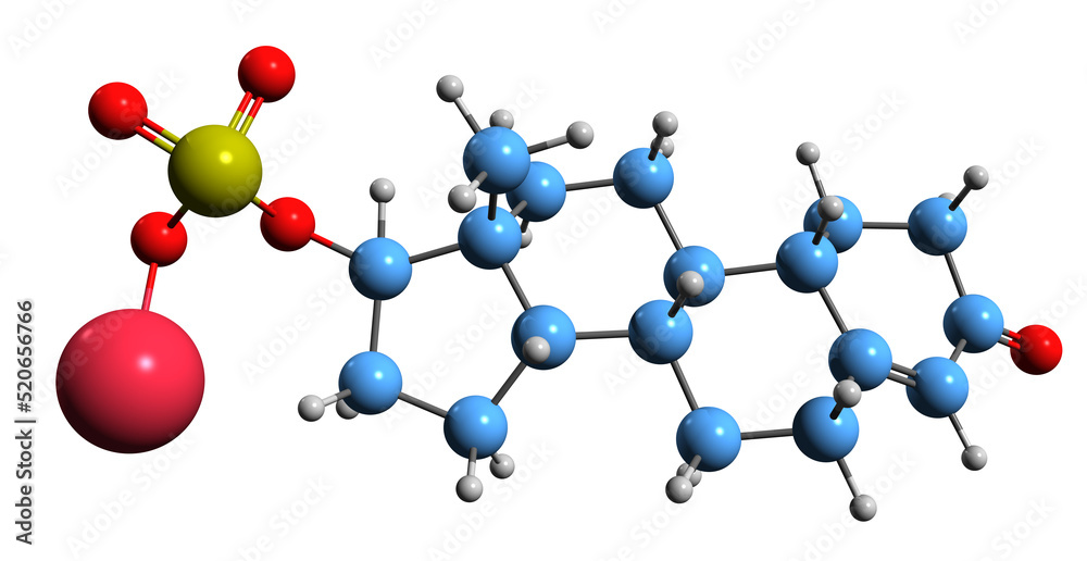 3D image of Nandrolone sulfate skeletal formula - molecular chemical ...