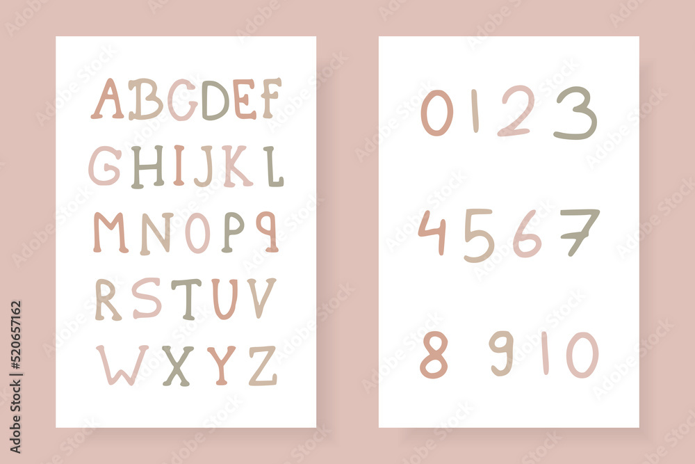 Fototapeta Alphabet Poster, ABC Prints, 123 Prints, Printable Numbers ...