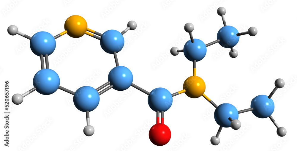 3D image of Nikethamide skeletal formula - molecular chemical structure ...