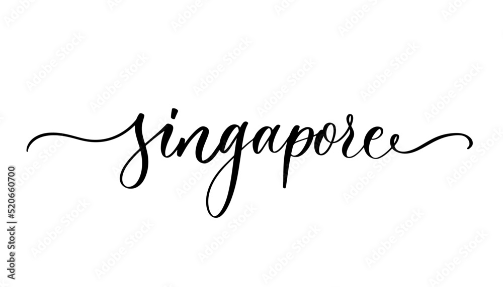 Hand sketched Singapore lettering text. Fashion lettering typography ...
