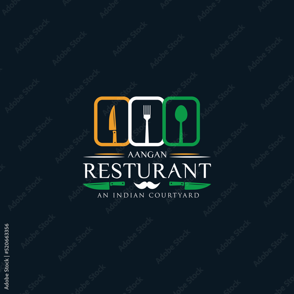 Indian Style Food Or Resturant Logo Design Template Stock Vector ...
