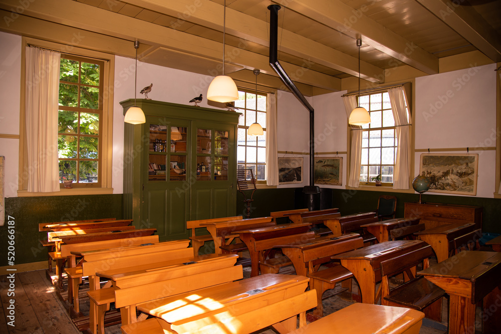Enkhuizen, Netherlands. An old-fashioned classroom from the last ...
