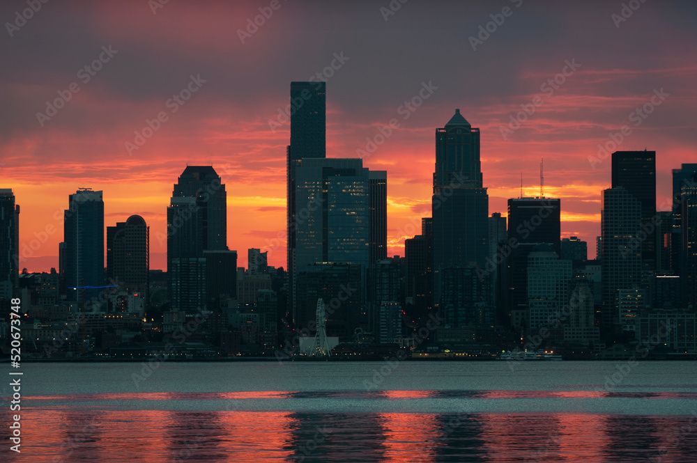 Seattle Skyline During the Morning Blue Hour Seen From West Seattle ...
