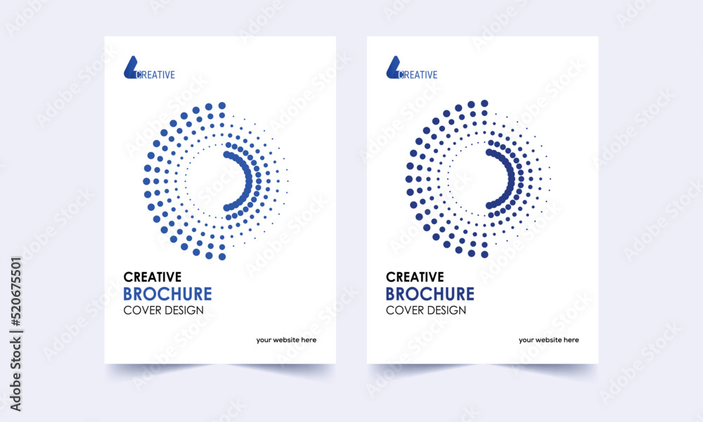 Halftone Dots Circle Form Round blue color brochure cover template ...