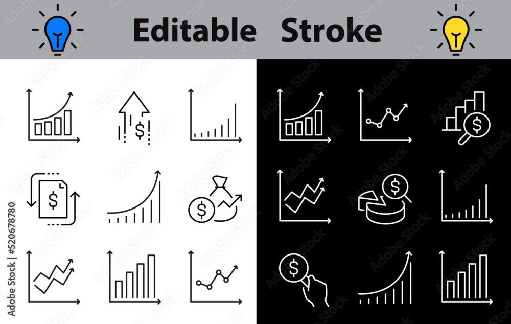 Simple Set of Graph Related Vector Line Icons. Contains such Icons as ...