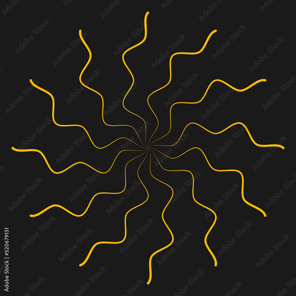 Abstract yellow wavy rotated lines. Geometric art. Design element for ...