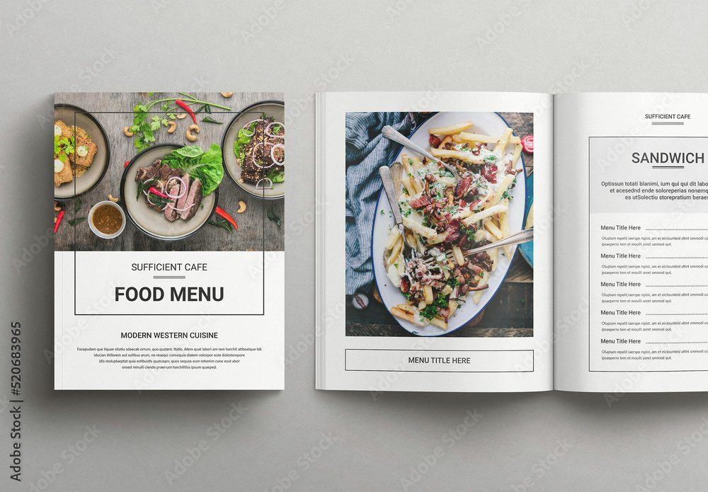 Food Menu Brochure Layout Stock Template | Adobe Stock