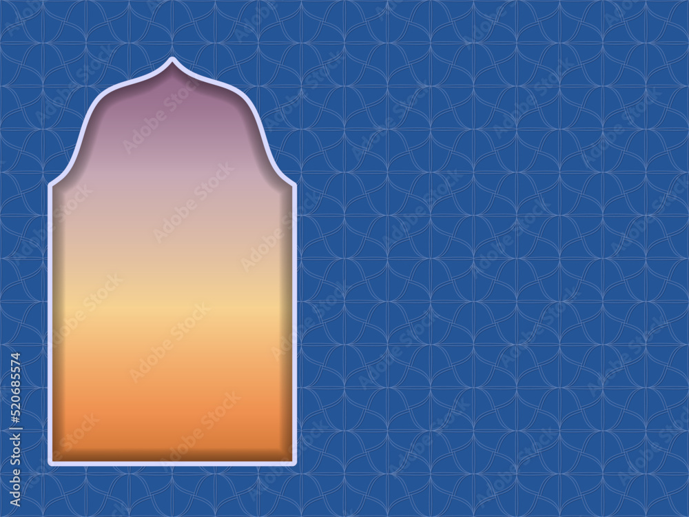 Greeting Islamic Card with shape of window or gate Background with ...