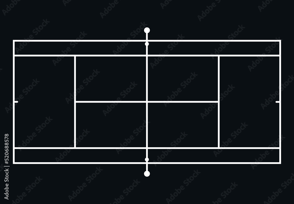 Vector illustration of a tennis court and all field markings Stock ...