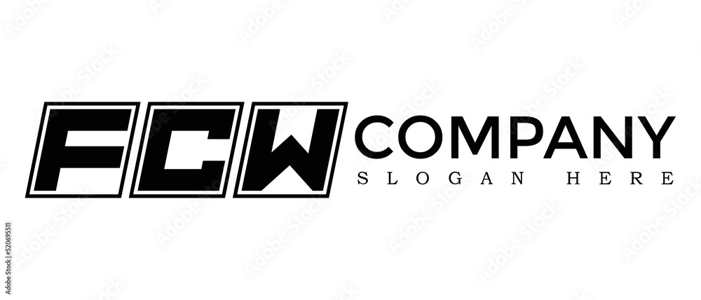 FCW three Letter Rounded rectangle boxes shape element symbol digital ...