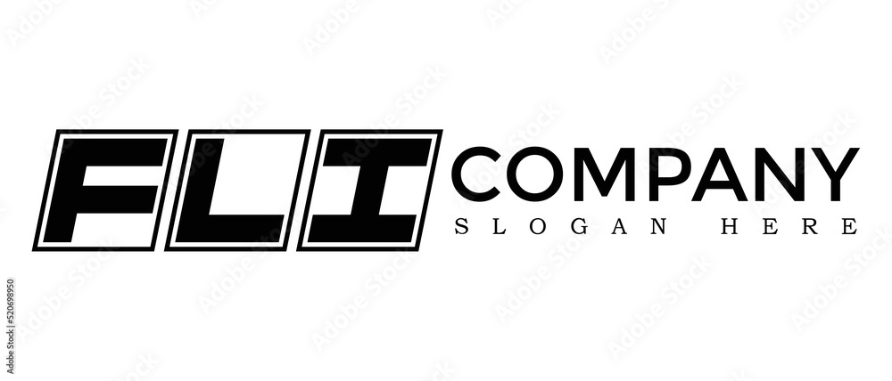 FLI three Letter Rounded rectangle boxes shape element symbol digital ...