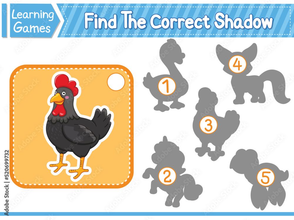 Find The Correct Shadow Find And Match The Correct Shadow Of Chicken ...