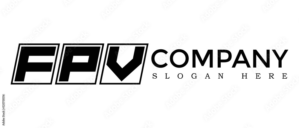 FPV three Letter Rounded rectangle boxes shape element symbol digital ...