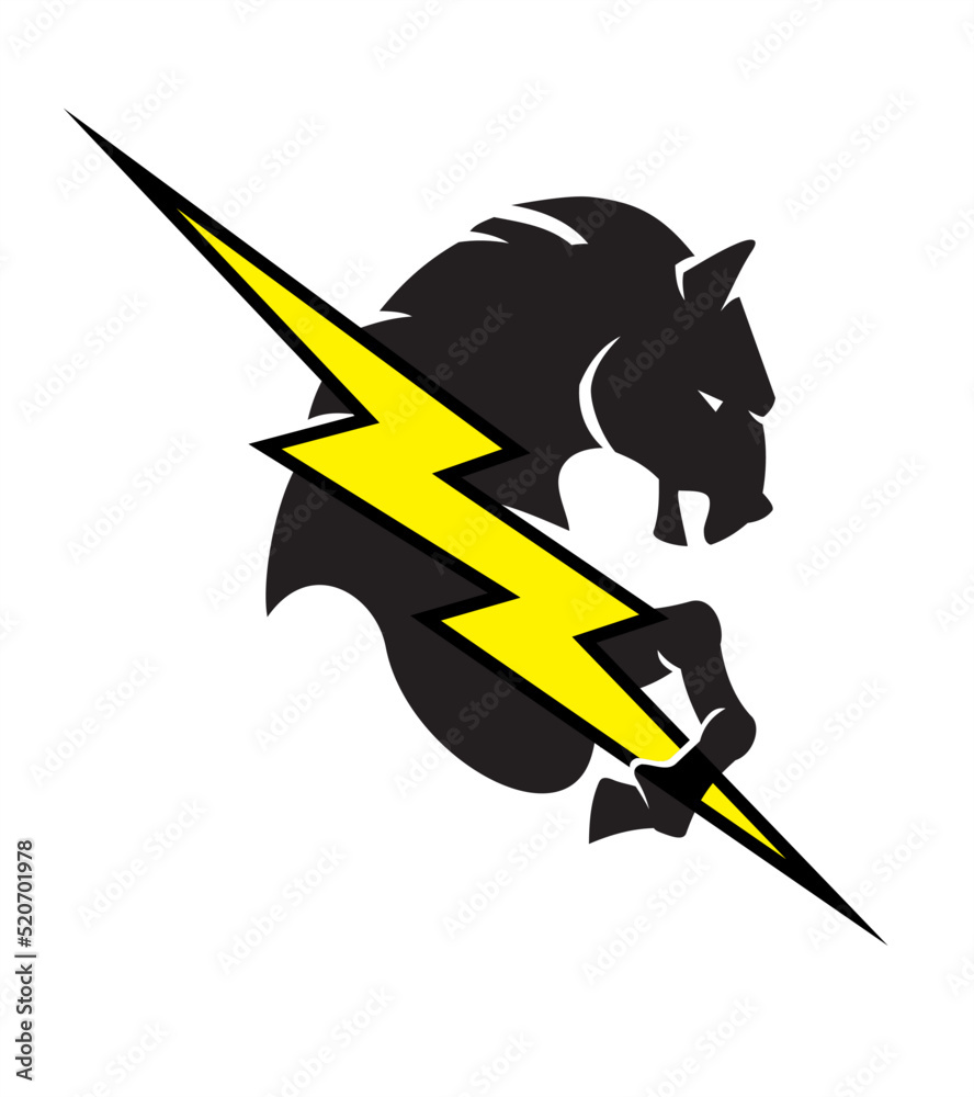 Horse Power, Abstract Illustration of Horse Silhouette and Lightning ...