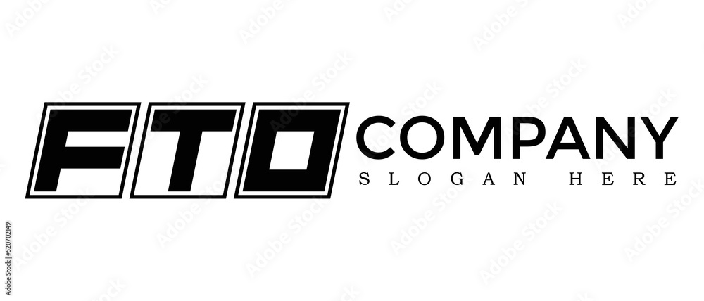 FTO three Letter Rounded rectangle boxes shape element symbol digital ...