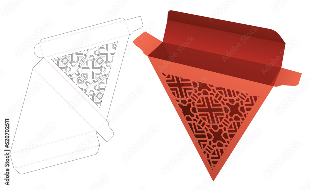 stenciled box die cut template and 3D mockup Stock Vector | Adobe Stock