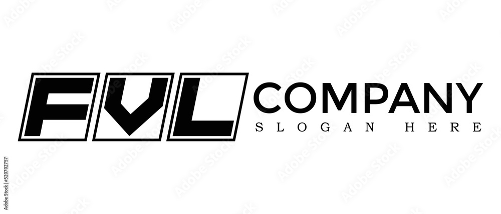 FVL three Letter Rounded rectangle boxes shape element symbol digital ...