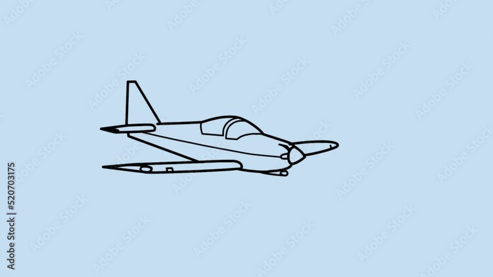 airplane jet Sketch, flying and 2d animated, aircraft vídeo do Stock ...